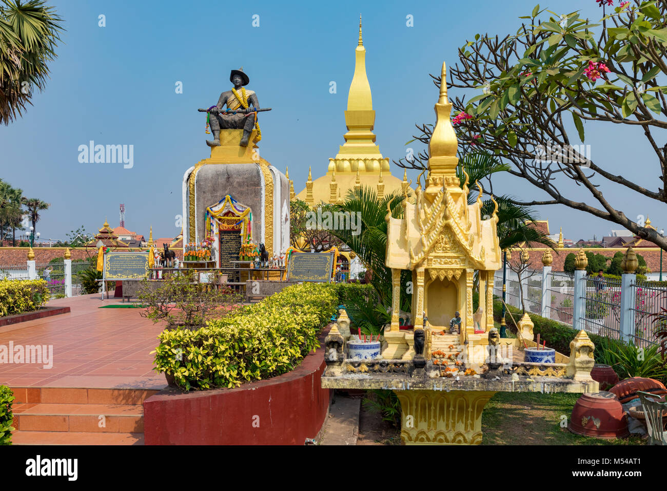 Vientiane Laos February 17, 2018 The Statue of King Setthathirat at Pha ...