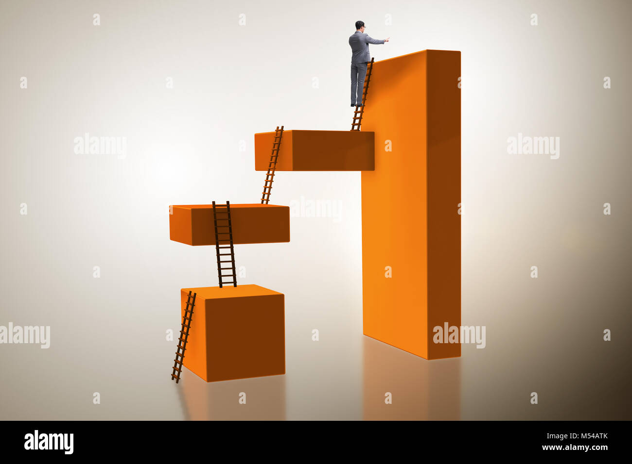 Businessman climbing blocks in career ladder business concept Stock ...