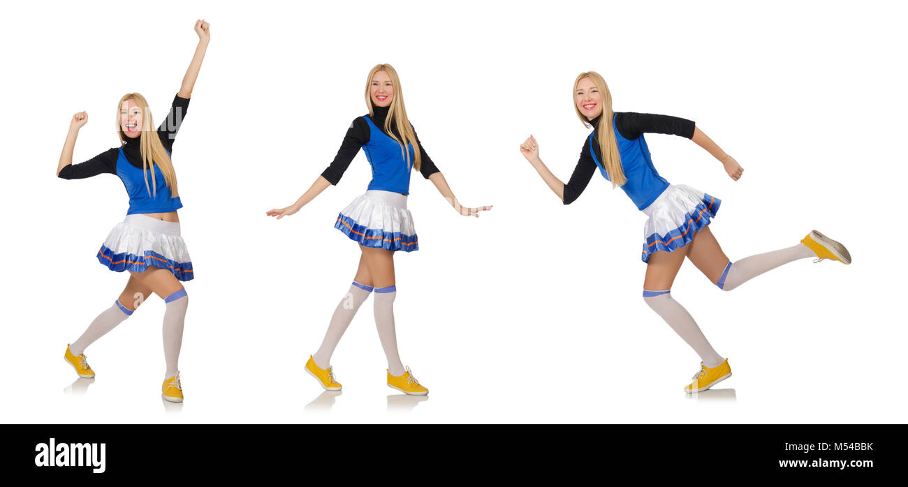 Cheerleader isolated on the white background Stock Photo - Alamy
