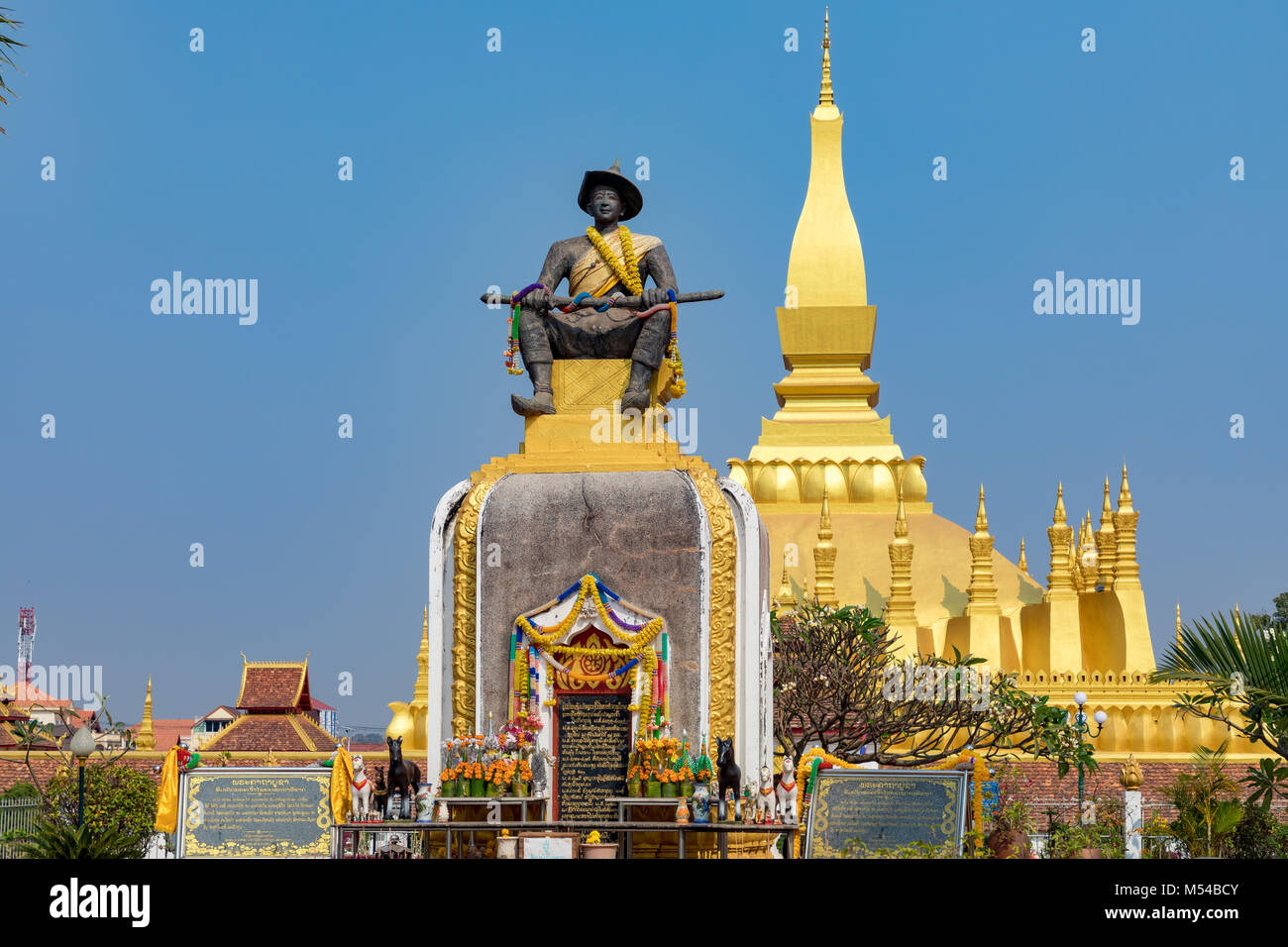 Vientiane Laos February 17, 2018 The Statue of King Setthathirat at Pha ...