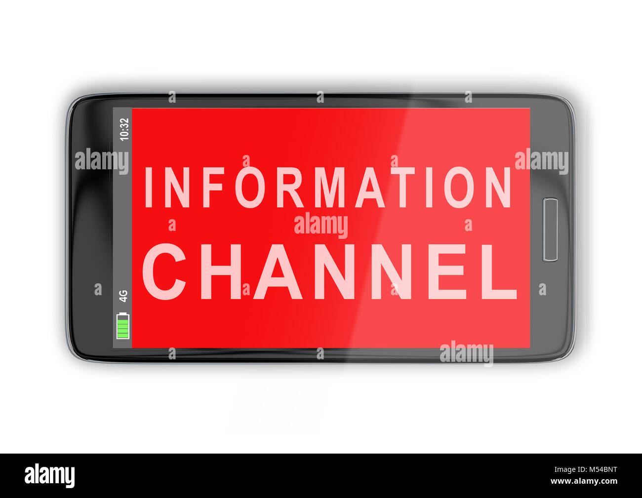 3D illustration of INFORMATION CHANNEL title on cellular screen ...