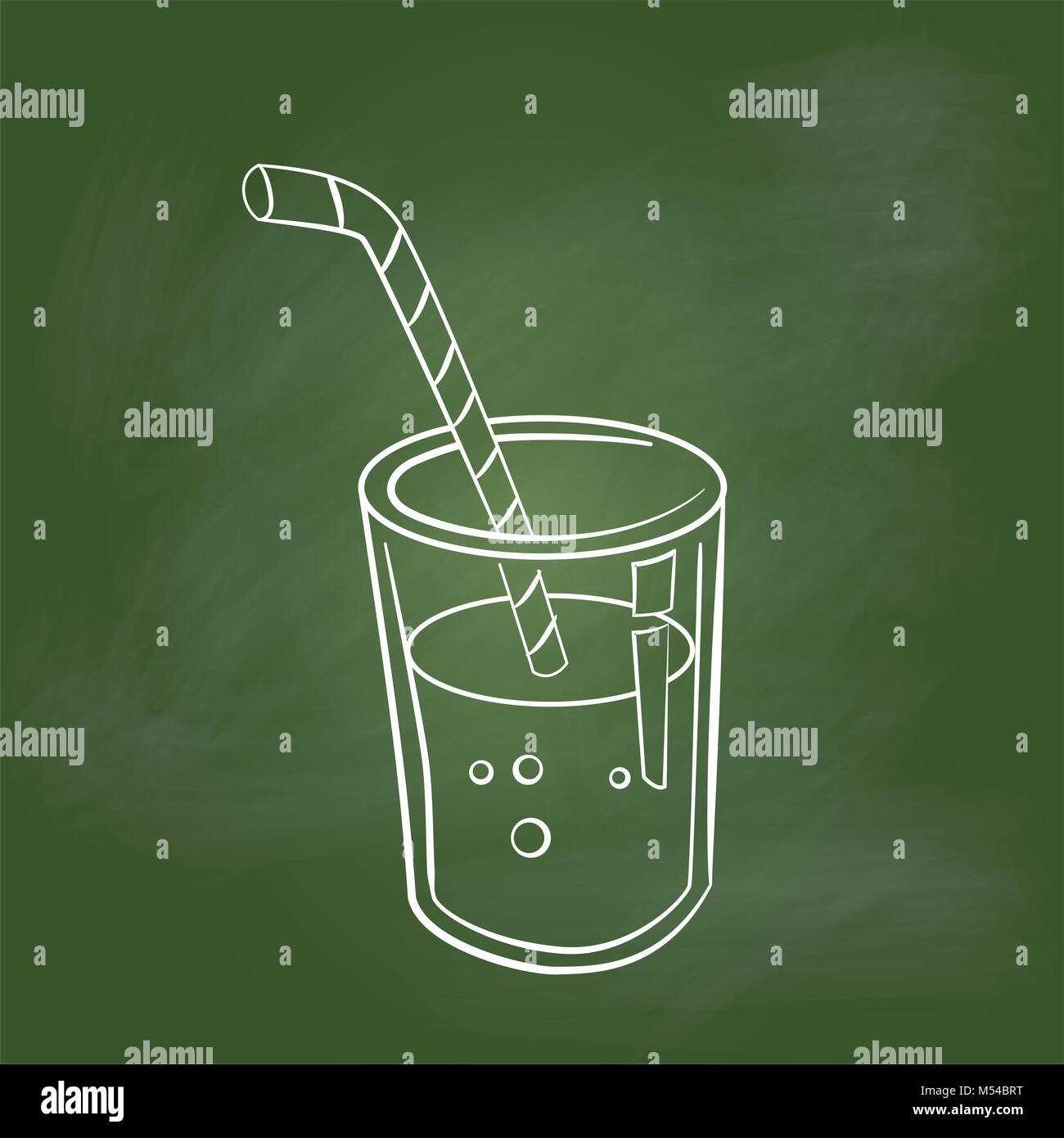 Hand drawing Glass of Juice on Green board -Vector illustration Stock ...