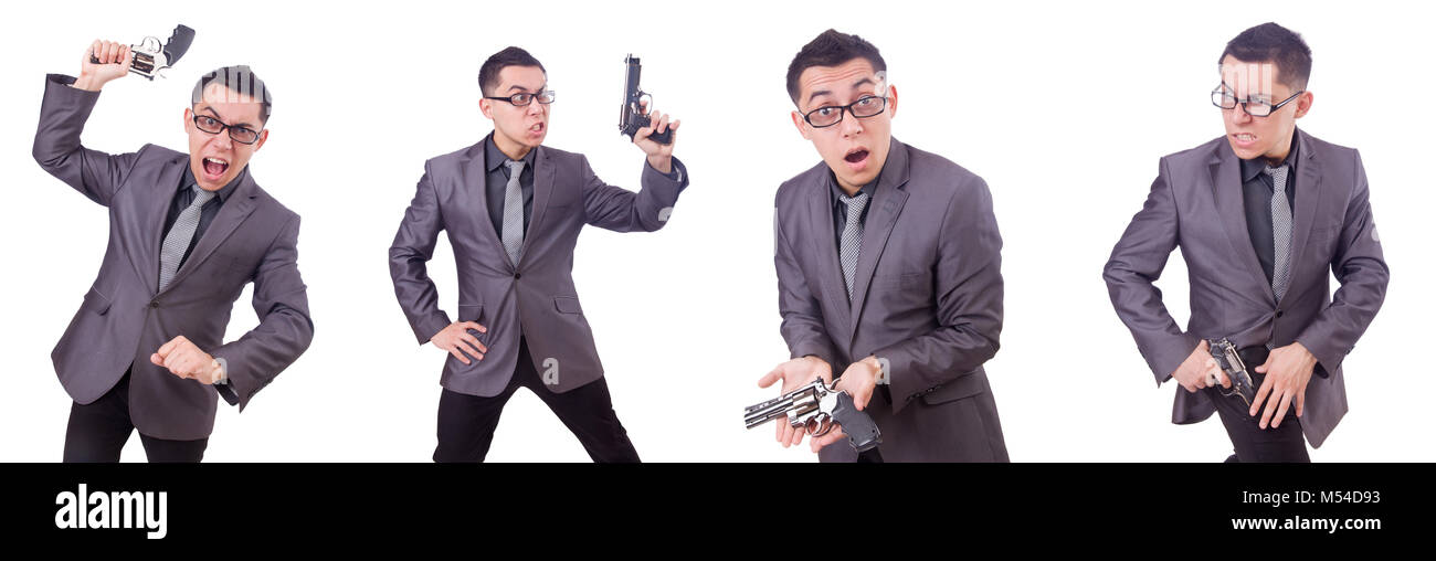 Funny businessman gun on white hi-res stock photography and images - Alamy