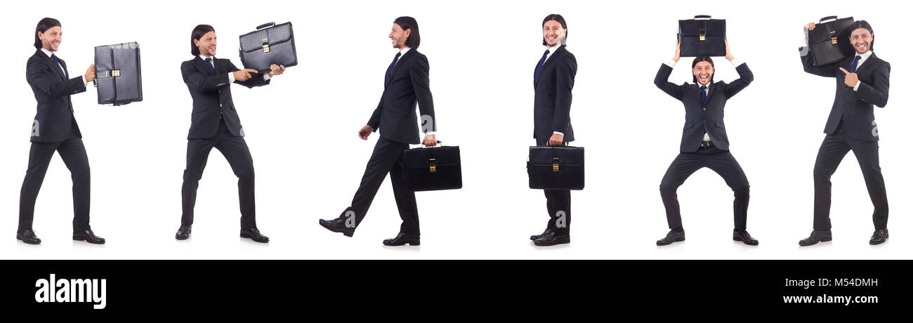 Businessman rushing isolated on the white background Stock Photo - Alamy