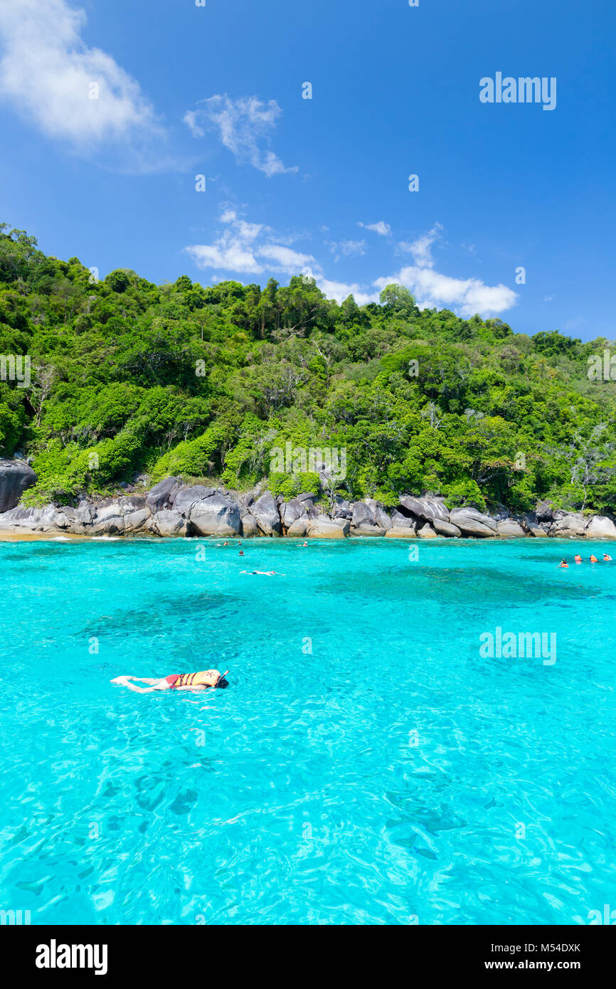 Snorkeling at Ko Miang or island Nr. 4, Mu Ko Similan national park ...