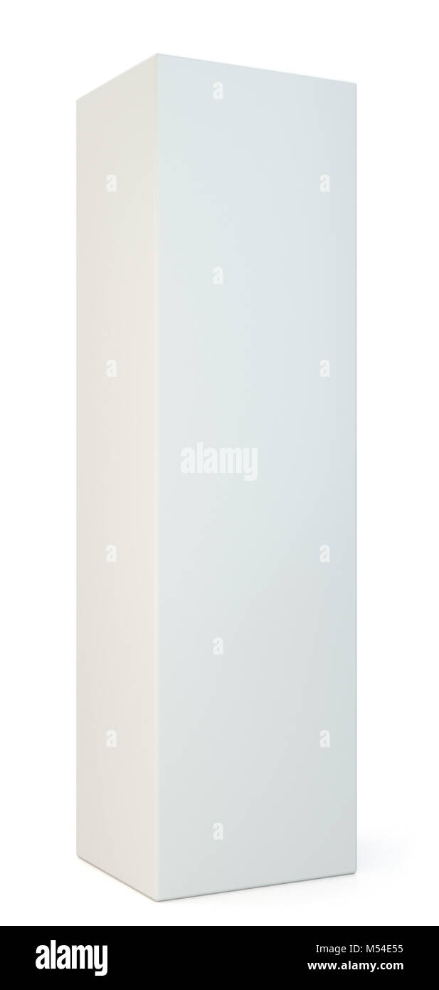 White tall rectangle blank box on studio background. 3D Illustration ...