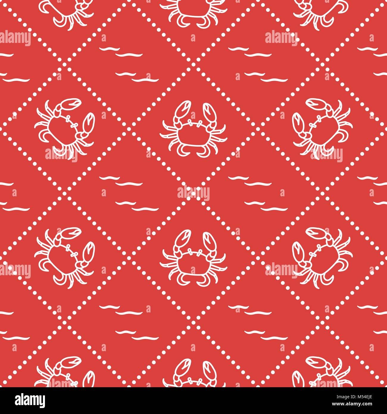 Seamless pattern with crabs and waves. Design for banner and print ...