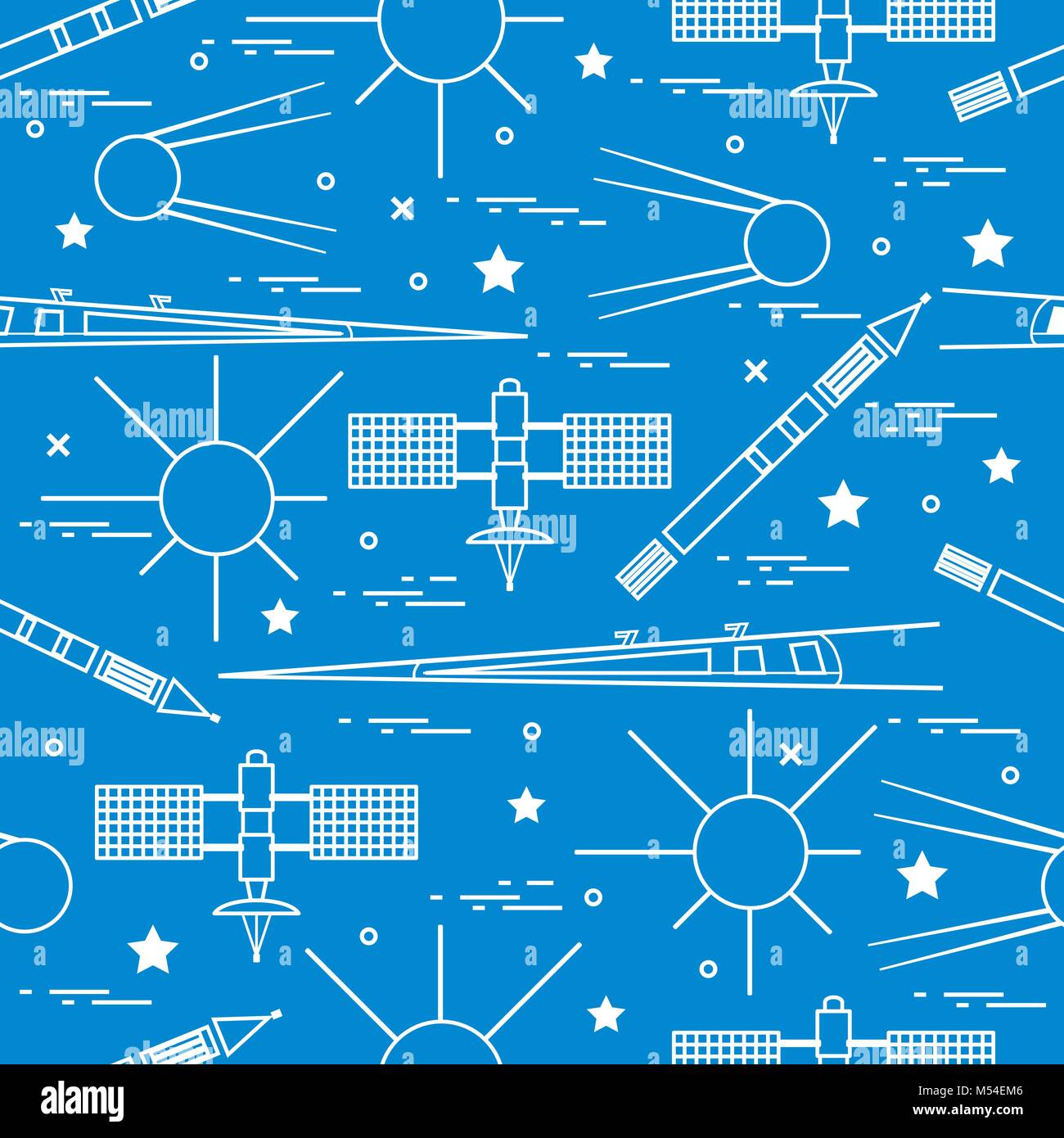 Seamless pattern with variety space exploration elements. Design for ...