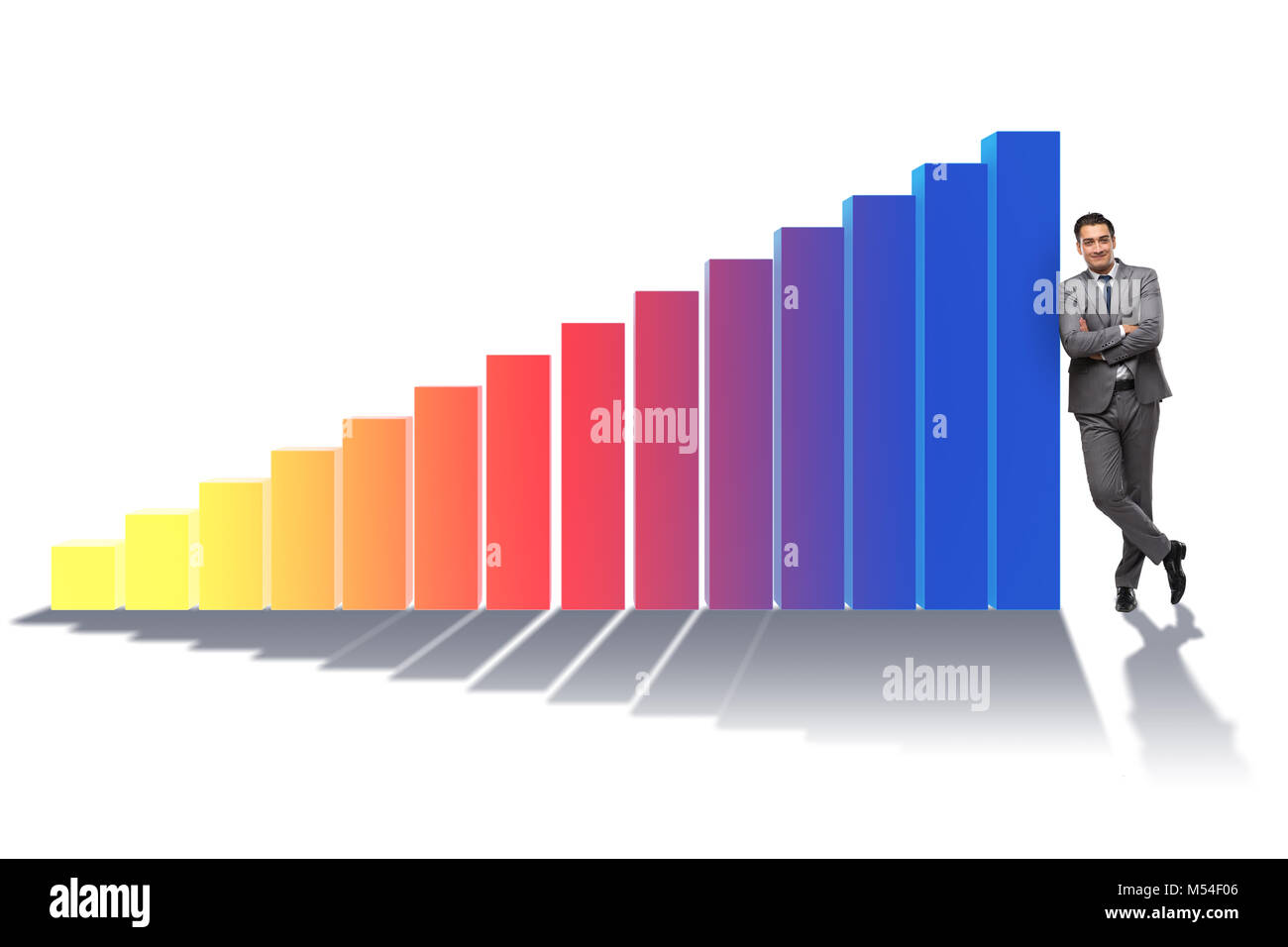 Young businessman in business concept with bar charts Stock Photo - Alamy