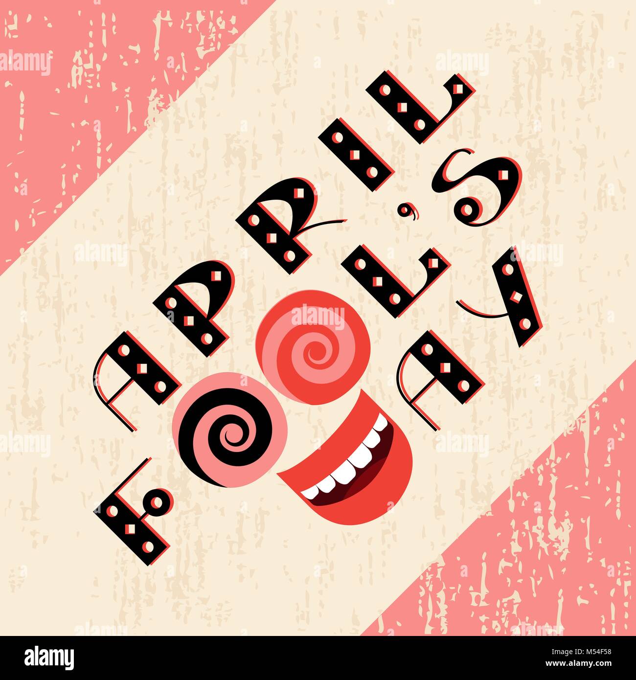 April Fools Day. Tilted the text is from beautiful letters. Laughing ...