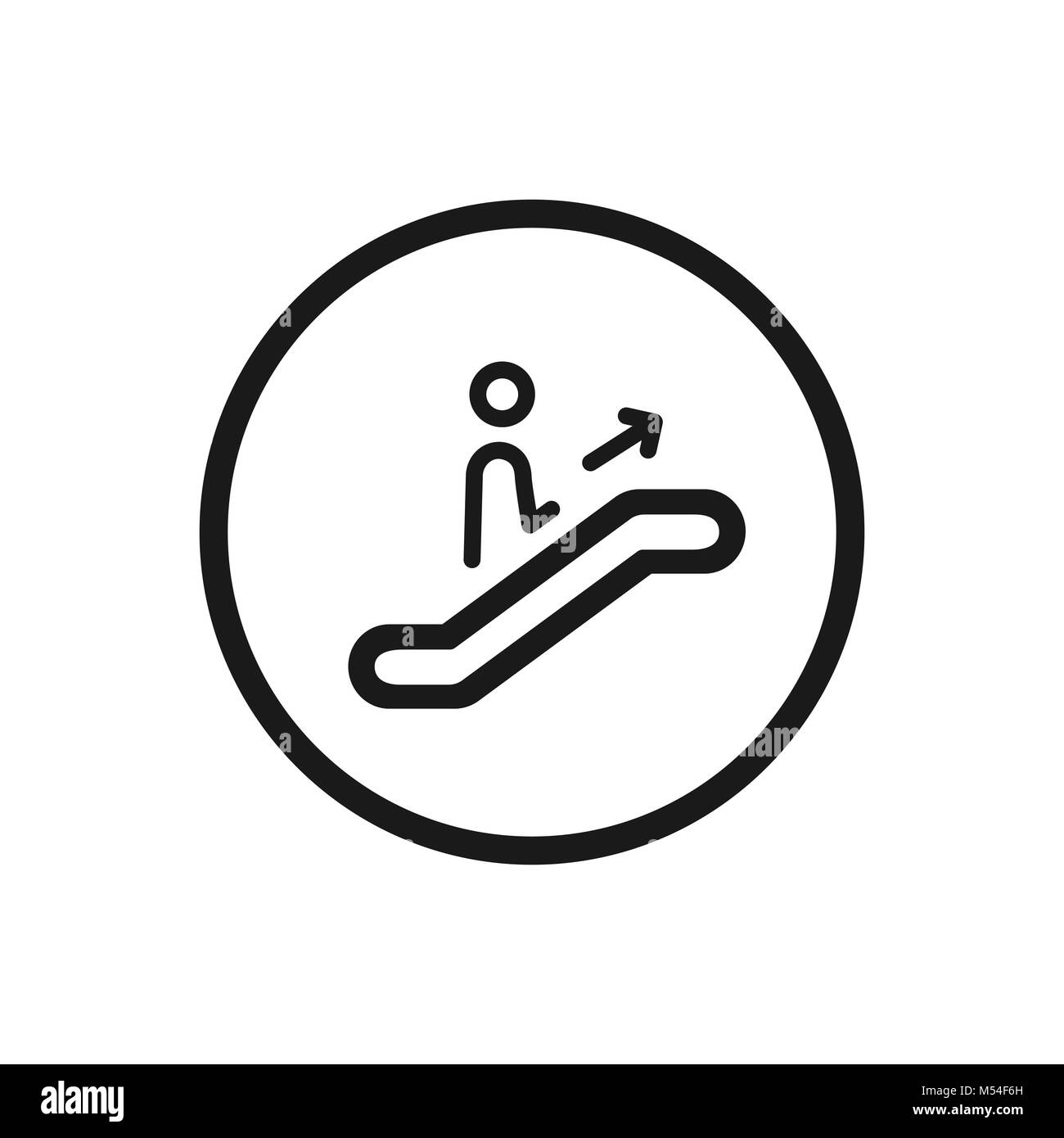 Escalator icon with climb stairs symbol on a white background. Vector ...