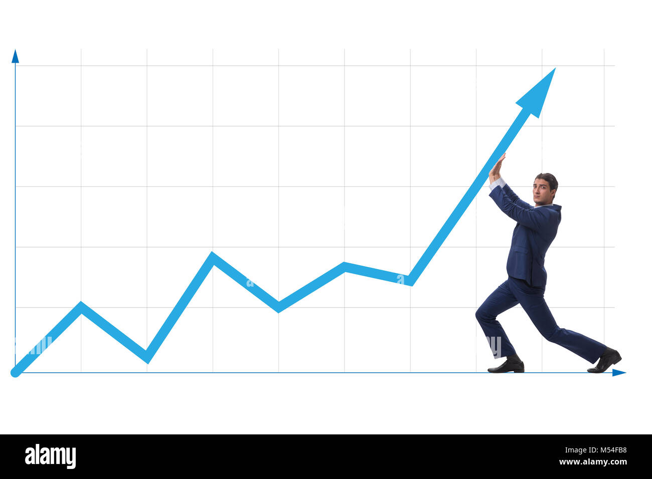 Young businessman supporting economic growth on business chart Stock ...