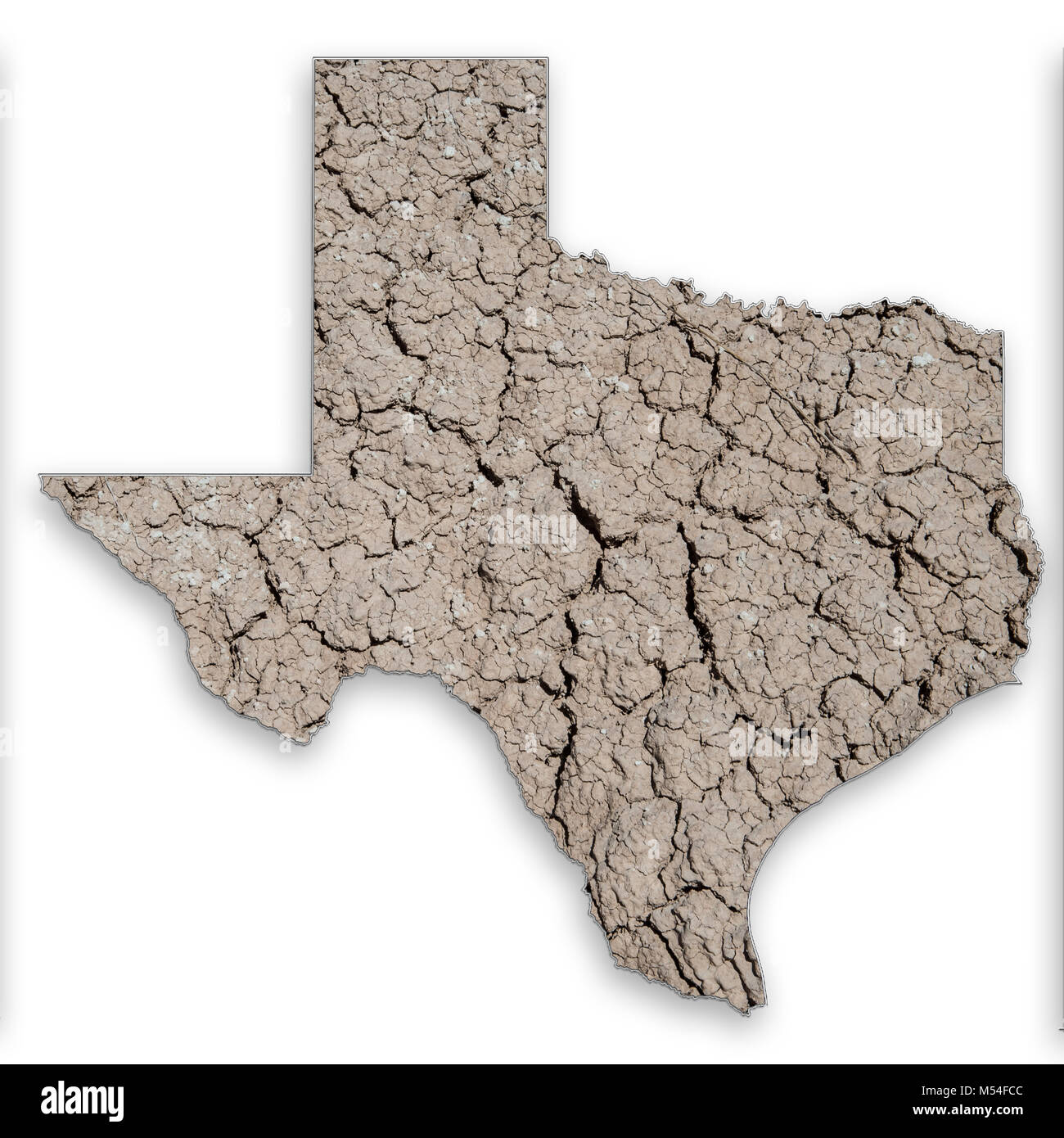 Cracked and dry earth in the shape of Texas map Stock Photo - Alamy