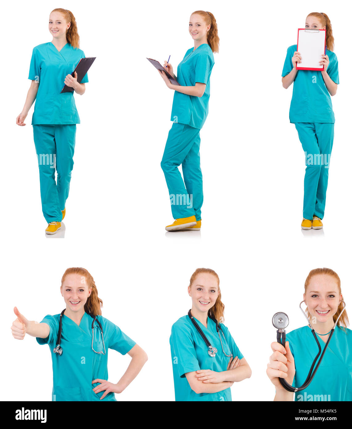 Woman-doctor with binder isolated on white Stock Photo - Alamy
