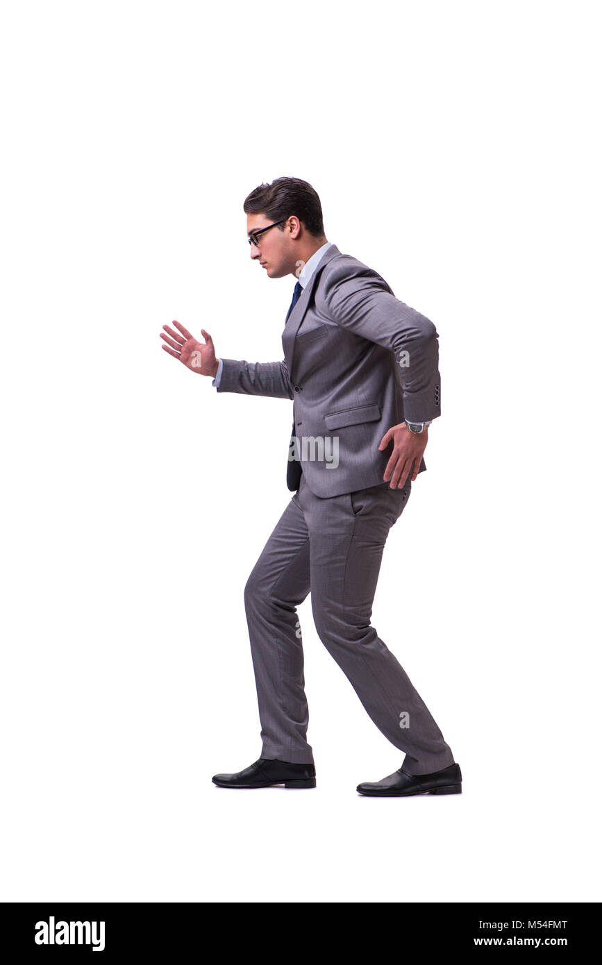 Puppet businessman isolated on white background Stock Photo - Alamy