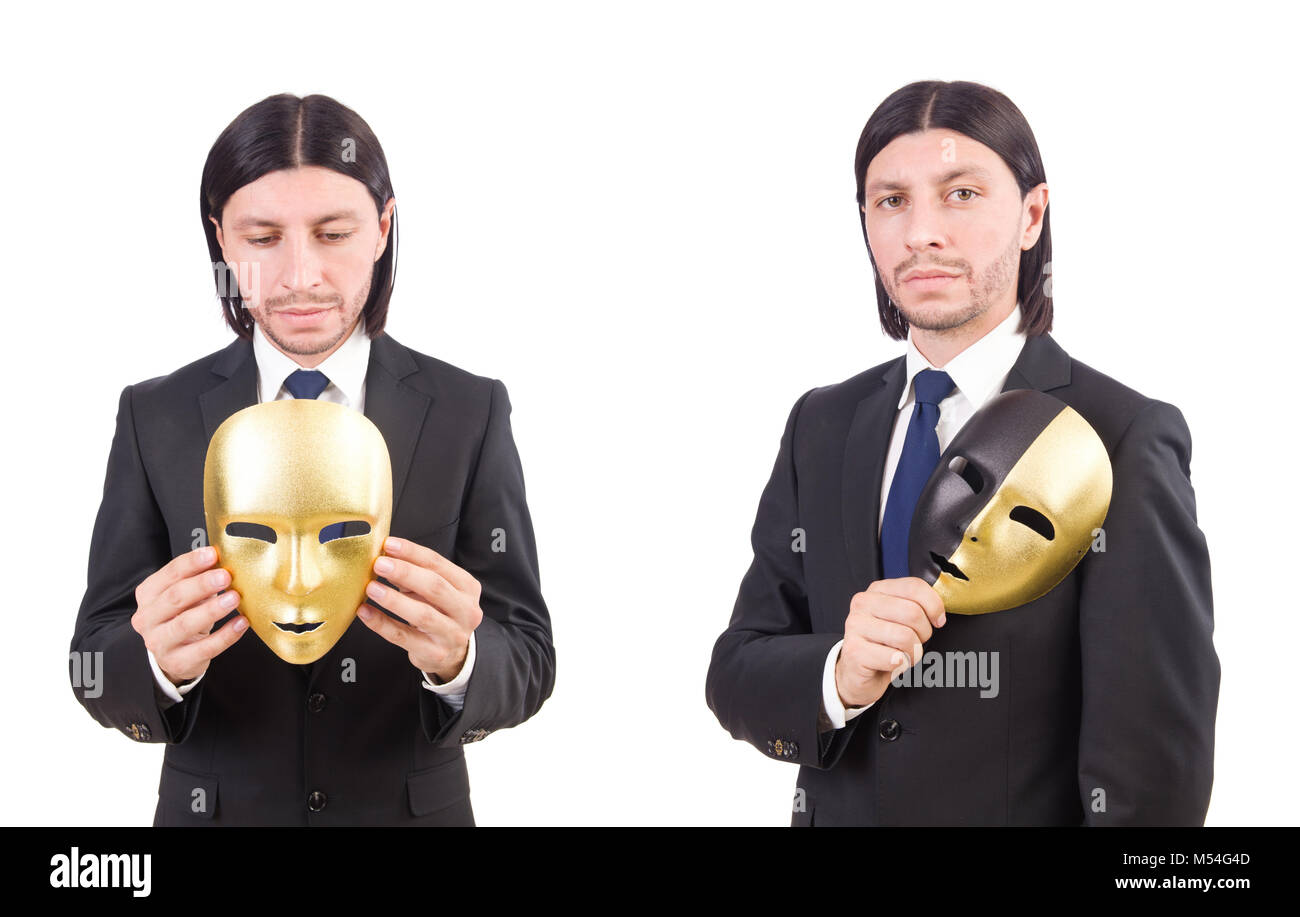 Man with mask isolated on white Stock Photo - Alamy