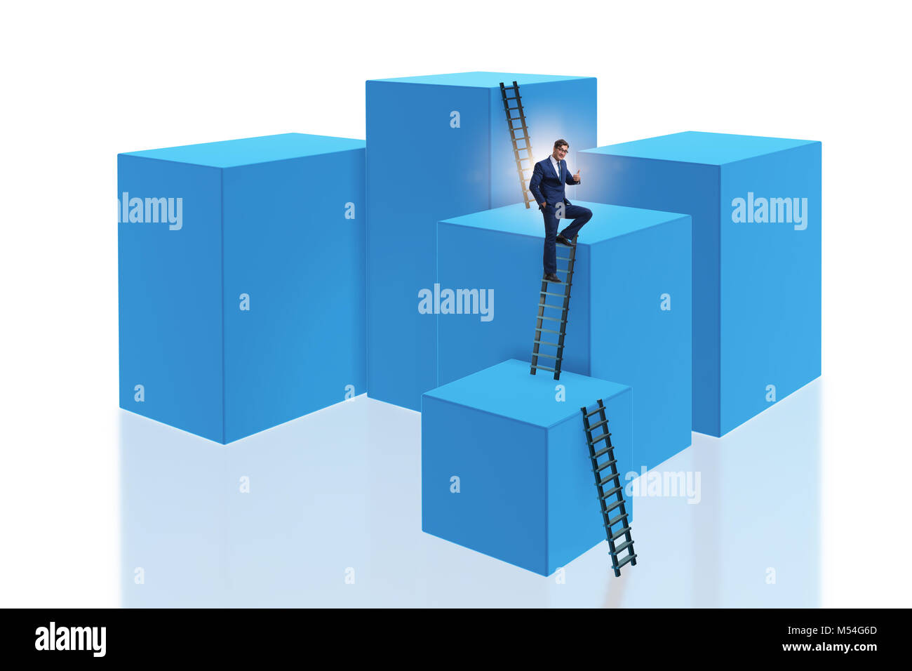 Businessman on top block hi-res stock photography and images - Alamy