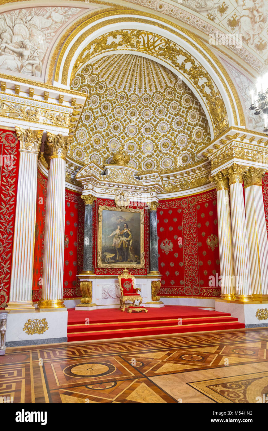 St. Petersburg, Russia - May 12, 2017: Small Throne Room of Winter ...
