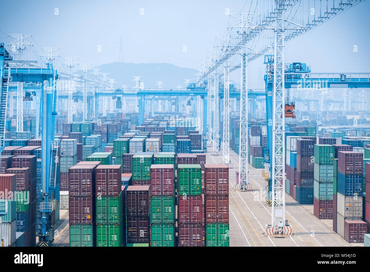 container yard closeup Stock Photo - Alamy