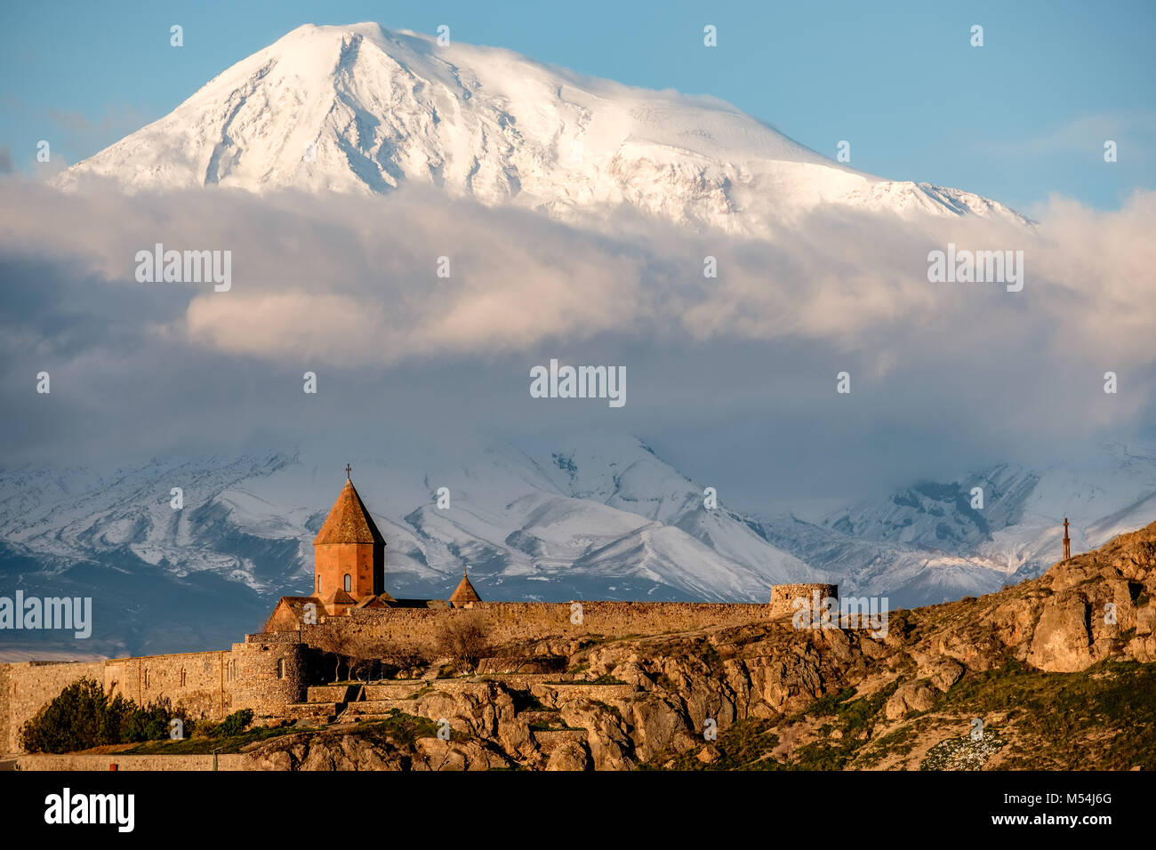 Ancient monastery in front of mountain Stock Photo - Alamy