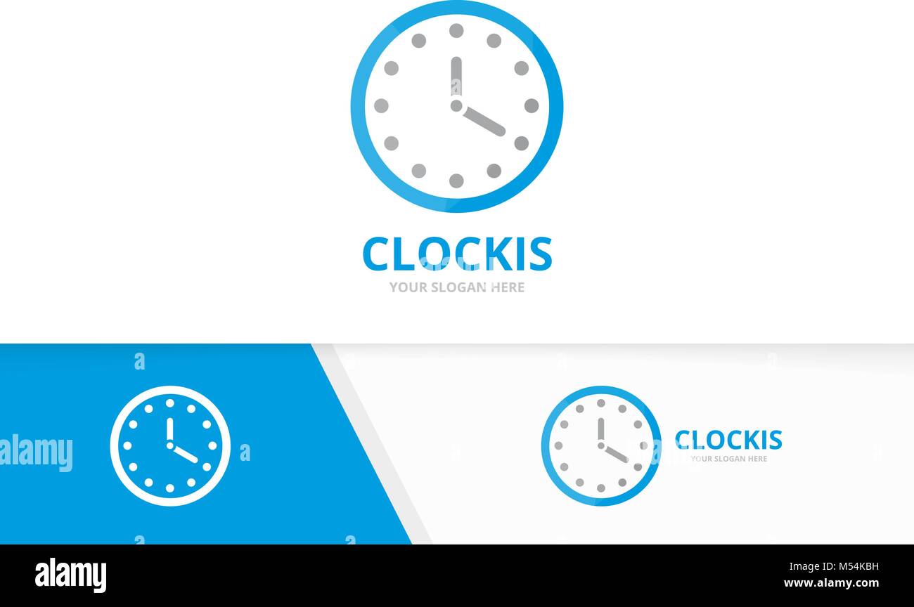Vector clock logo combination. Time and watch symbol or icon. Unique ...