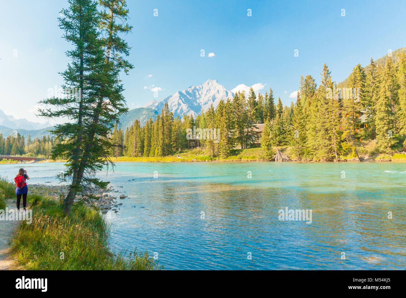 Photos at bow river Banff Stock Photo - Alamy