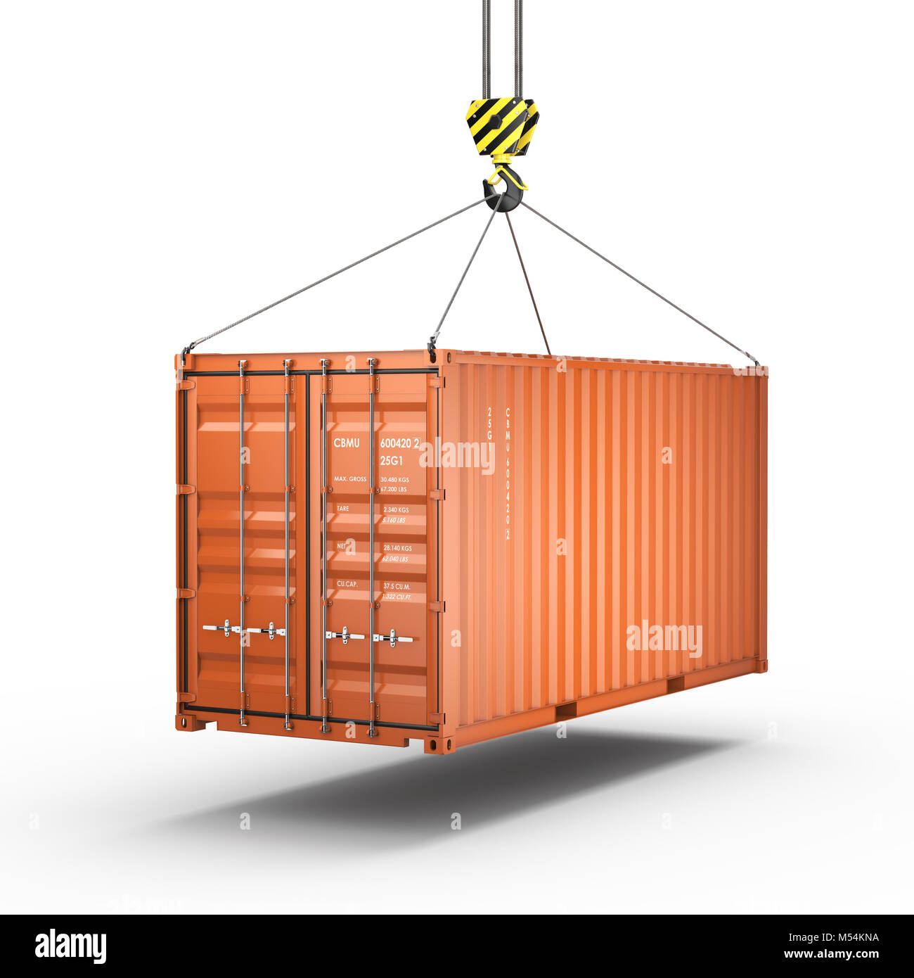 3D rendering of a crane hook with a cargo container Stock Photo - Alamy