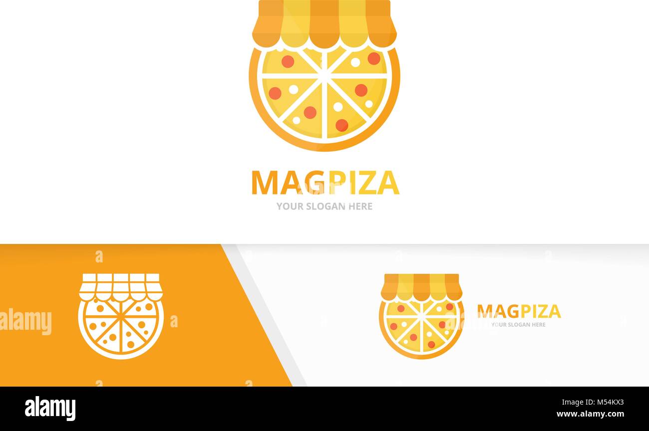 Vector pizza and shop logo combination. Food and sale symbol or icon ...
