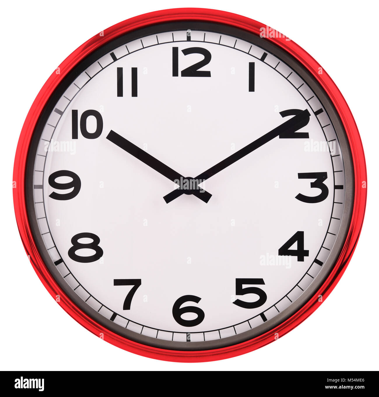 Wall clock isolated on white background. Ten past ten Stock Photo - Alamy