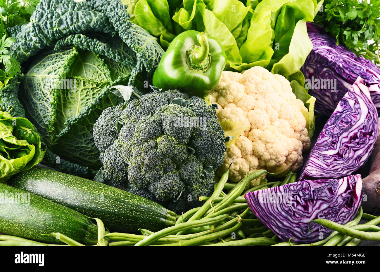Composition with variety of raw organic vegetables. Balanced diet Stock ...