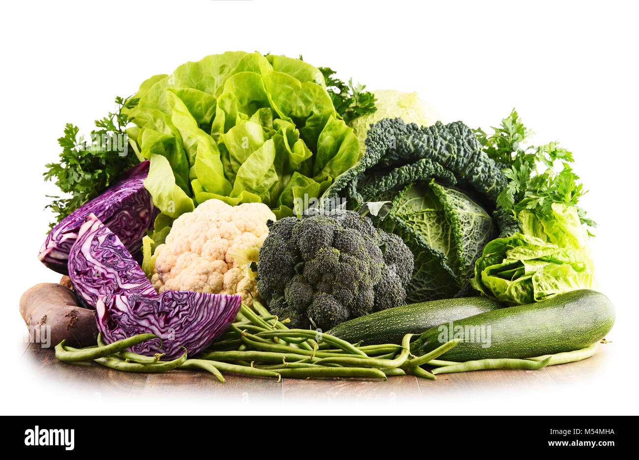 Composition with raw organic vegetables. Balanced diet Stock Photo - Alamy