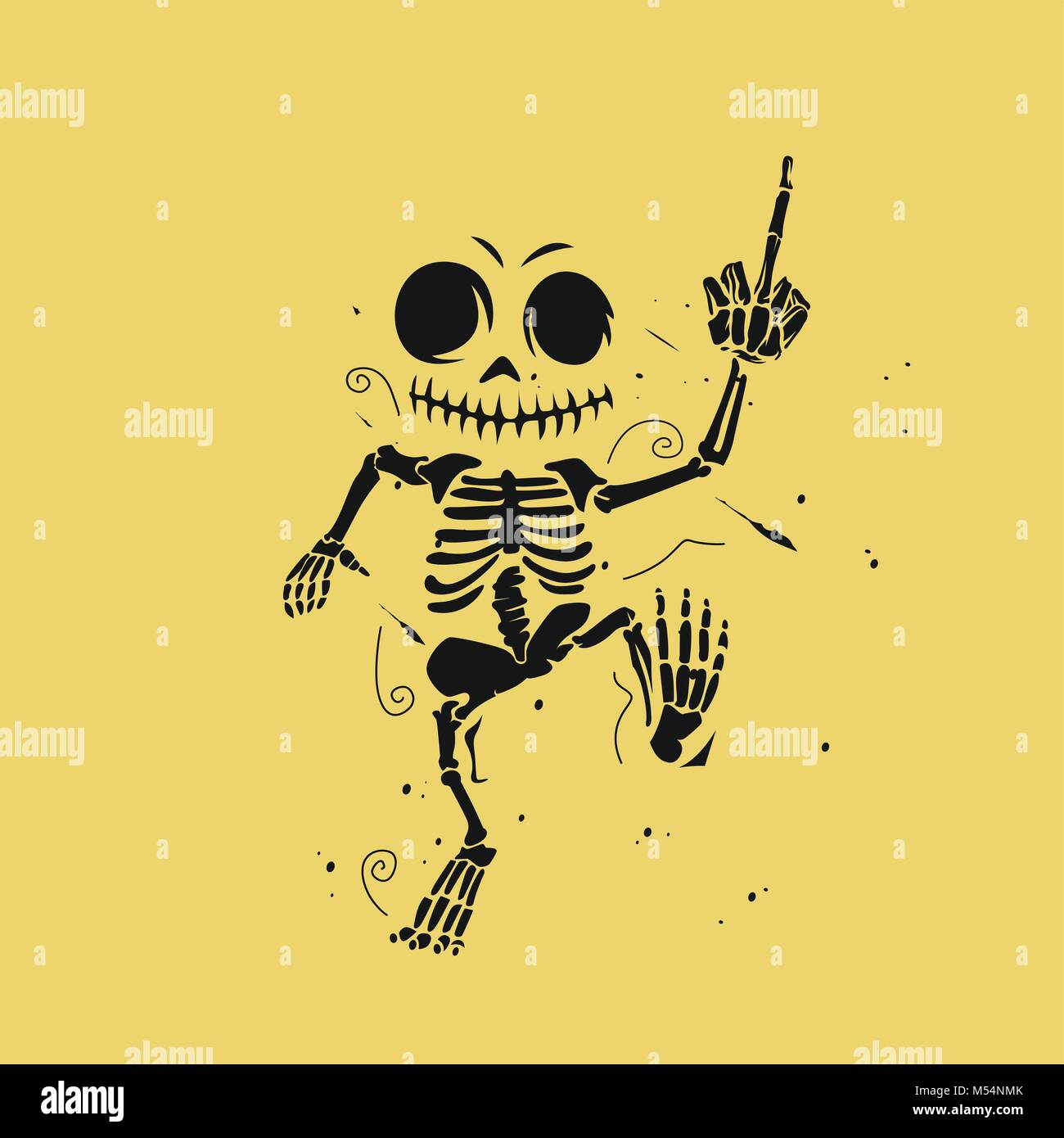 Human dancing skeleton on golden background vector illustration Stock ...