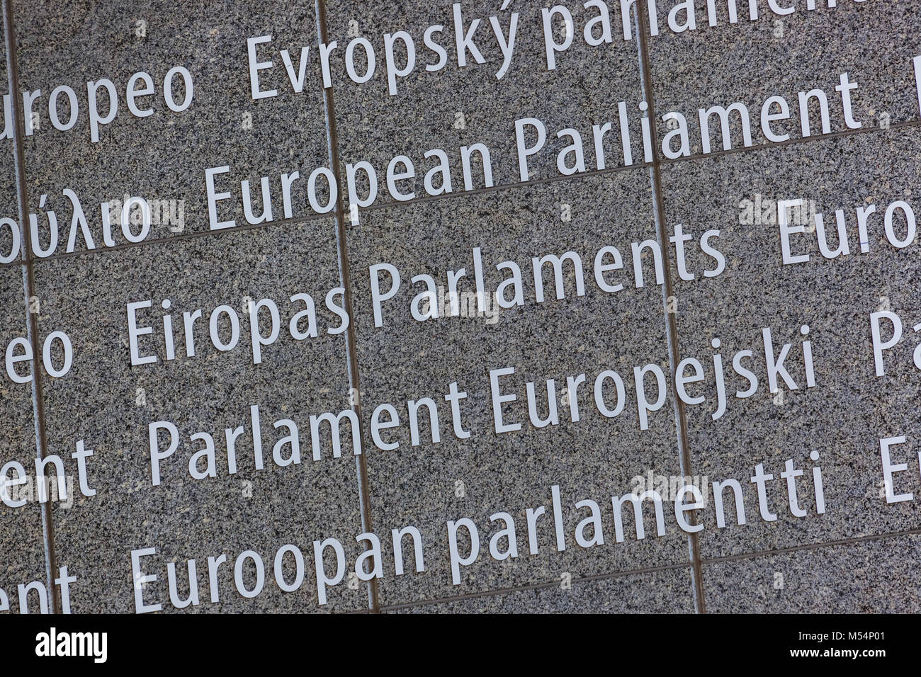Inscription on European Parliament building - Brussels Belgium Stock ...