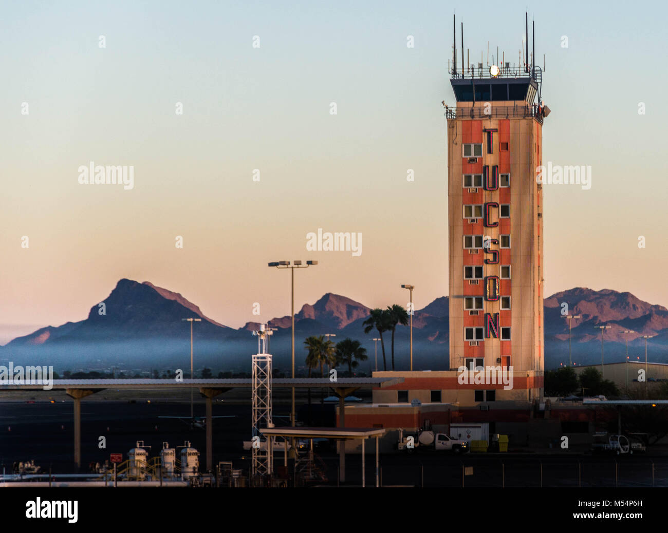Air traffic control tower at the Tucson International Airport Stock ...