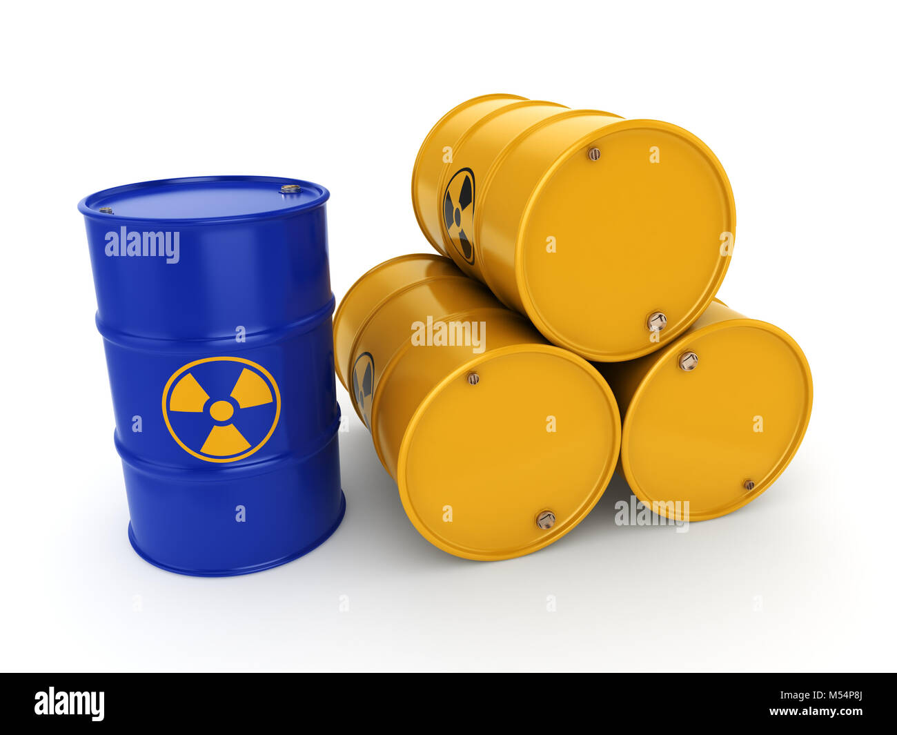 3D rendering radioactive barrels Stock Photo - Alamy