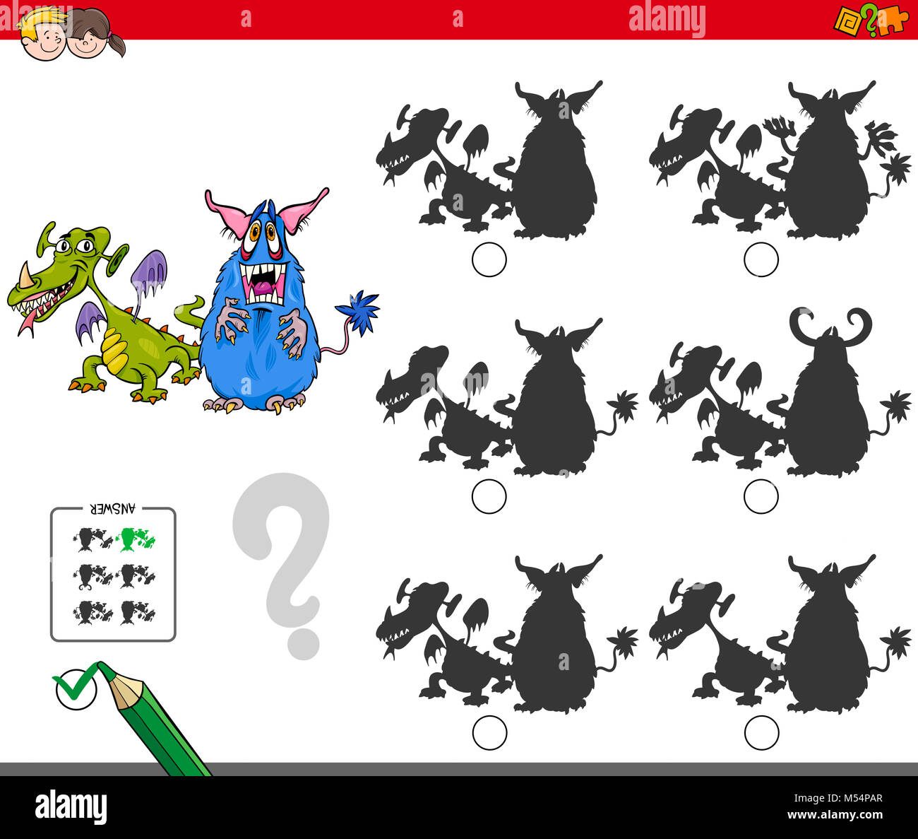 educational shadow game with monsters Stock Photo - Alamy