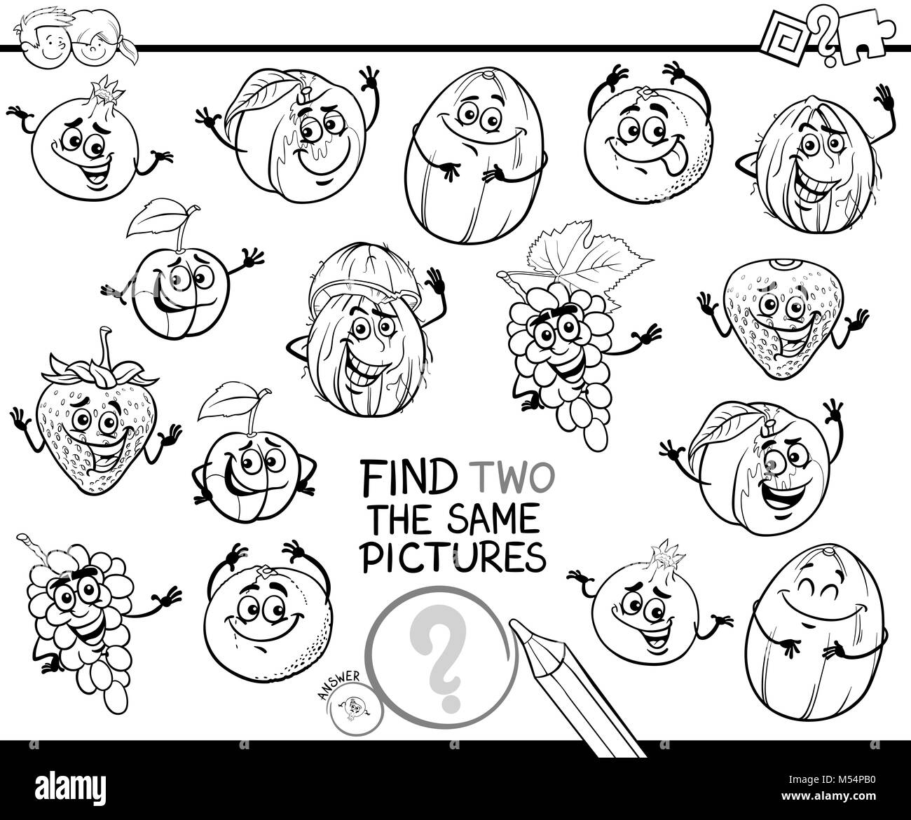 Cartoon illustration funny plum fruit Black and White Stock Photos ...