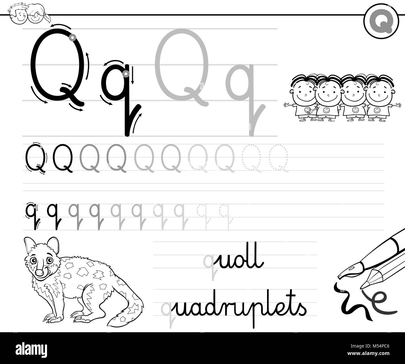 Cartoon letter q Black and White Stock Photos & Images - Alamy