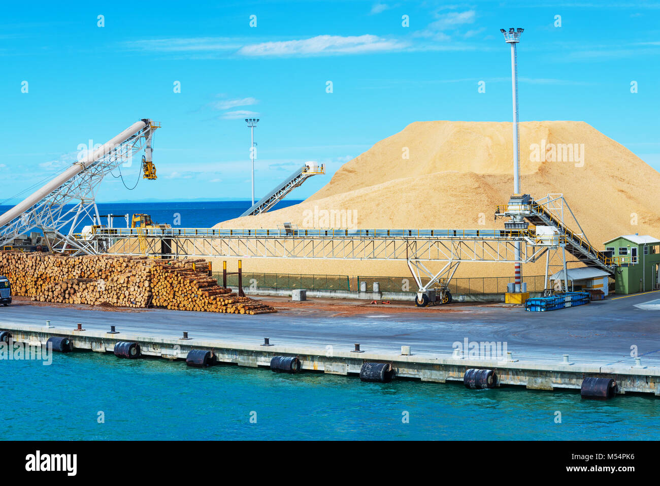 pile of timbers at the port ready for loading Stock Photo - Alamy