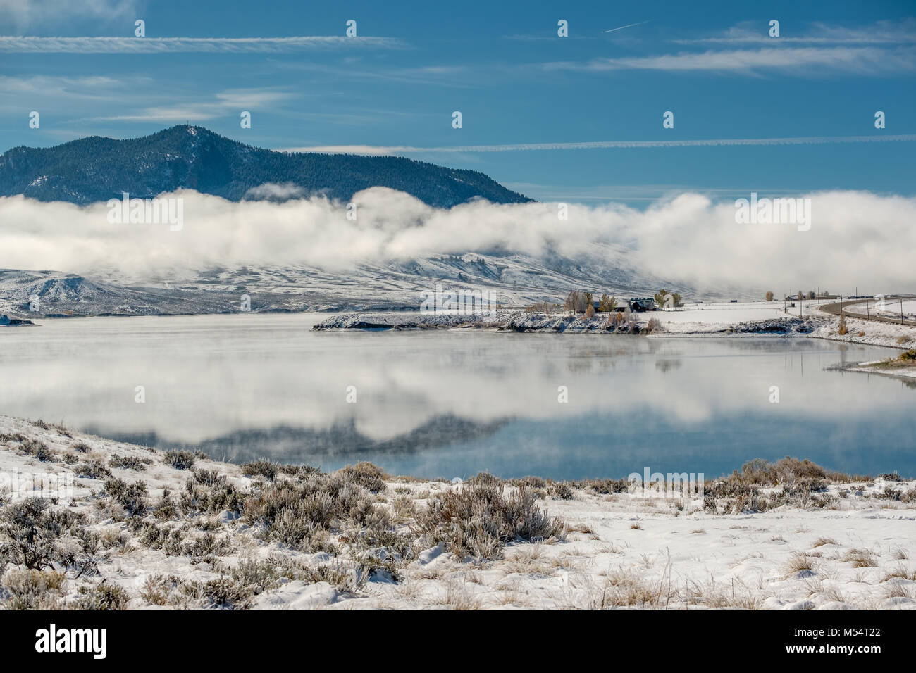 Winter landscape with Wolford Mountain Reservoir Stock Photo - Alamy