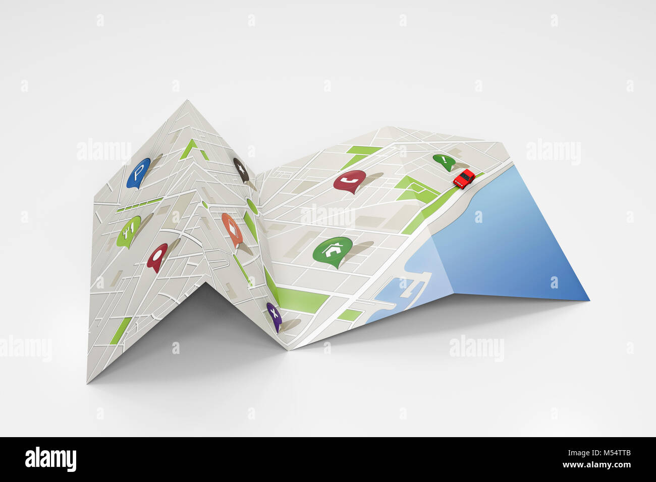 3d illustration of a road map isolated on white background Stock Photo ...