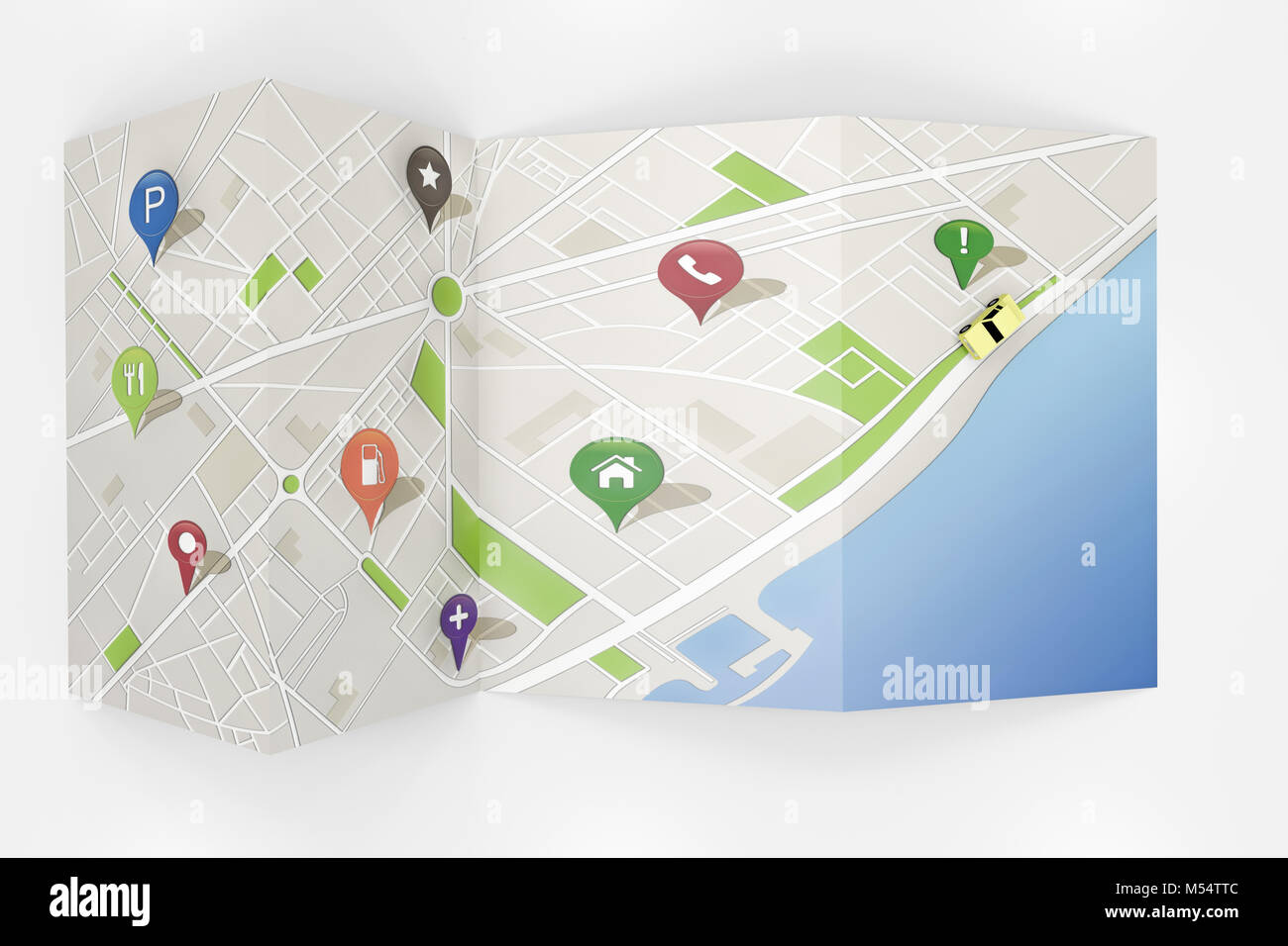 3d illustration of a road map isolated on white background Stock Photo ...