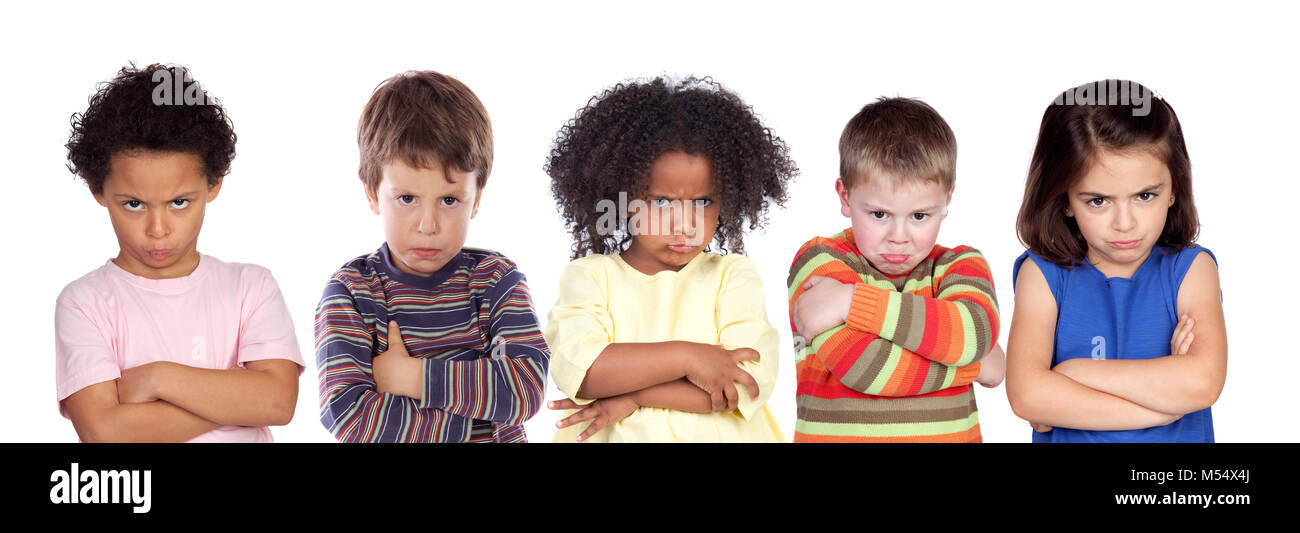Many angry children isolated on a white background Stock Photo - Alamy