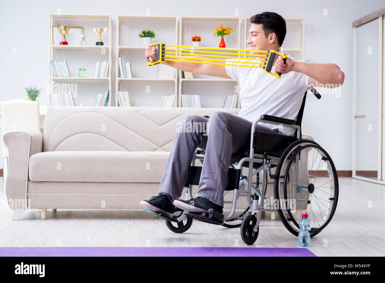 The disabled man recovering from injury at home Stock Photo - Alamy