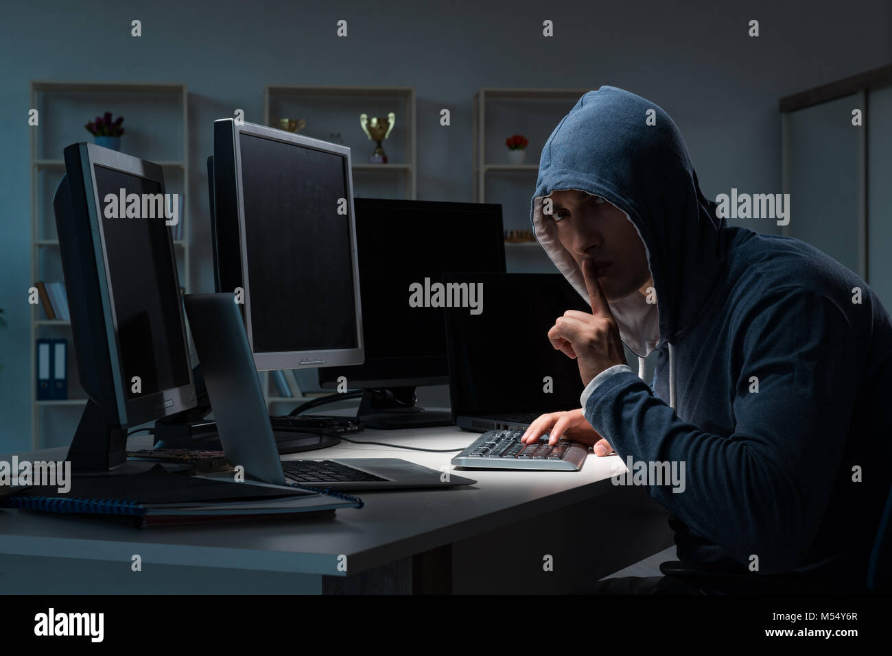 The hacker hacking computer at night Stock Photo - Alamy