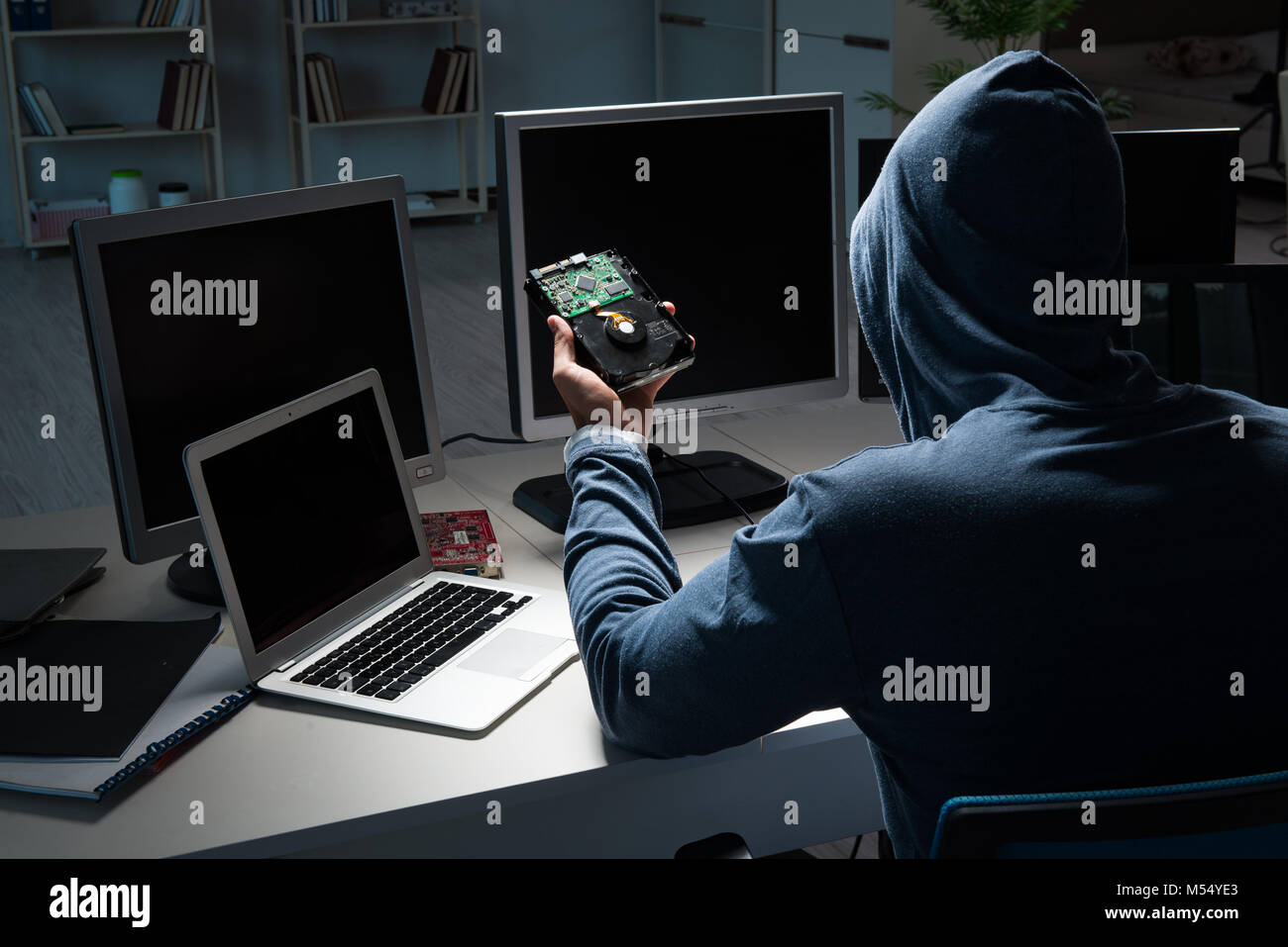 The hacker hacking computer at night Stock Photo - Alamy