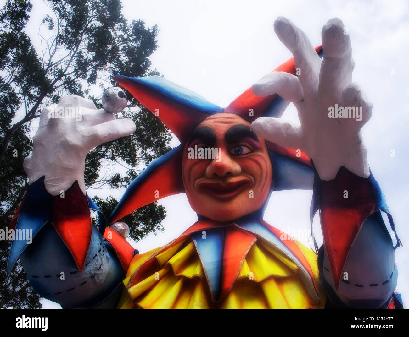 A shot of a massive colorful Joker Carnival-Float in Valletta, Malta ...