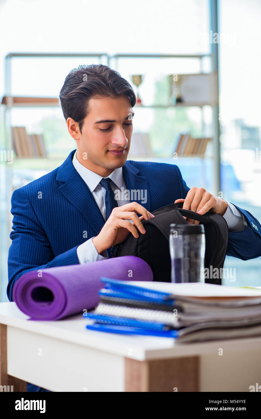 The man getting ready for sports break in the office Stock Photo - Alamy