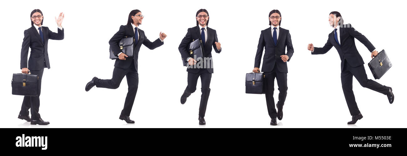 The businessman rushing isolated on the white background Stock Photo ...