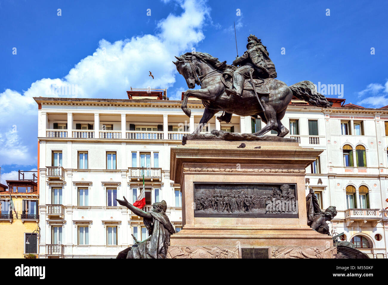 Daylight view from bottom to Equestrian Statue of King Victor Emmanuel ...